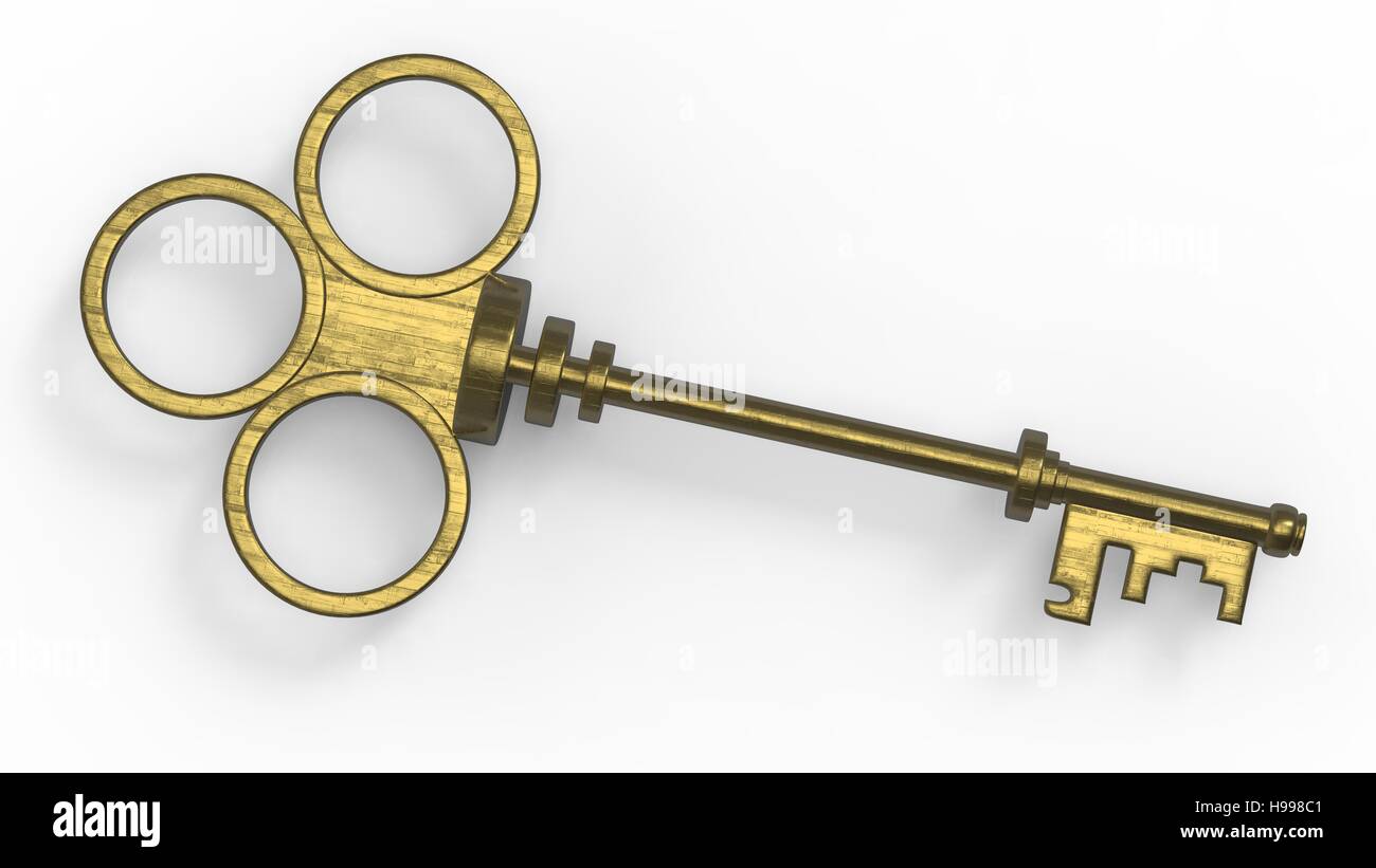 The old key with isolated background Stock Photo - Alamy