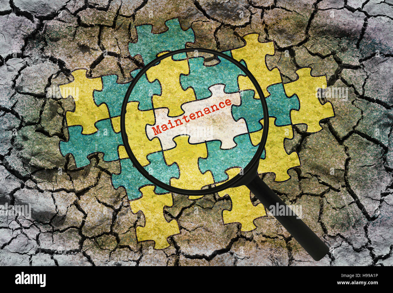 Word Maintenance written in red color under a magnifier Stock Photo - Alamy
