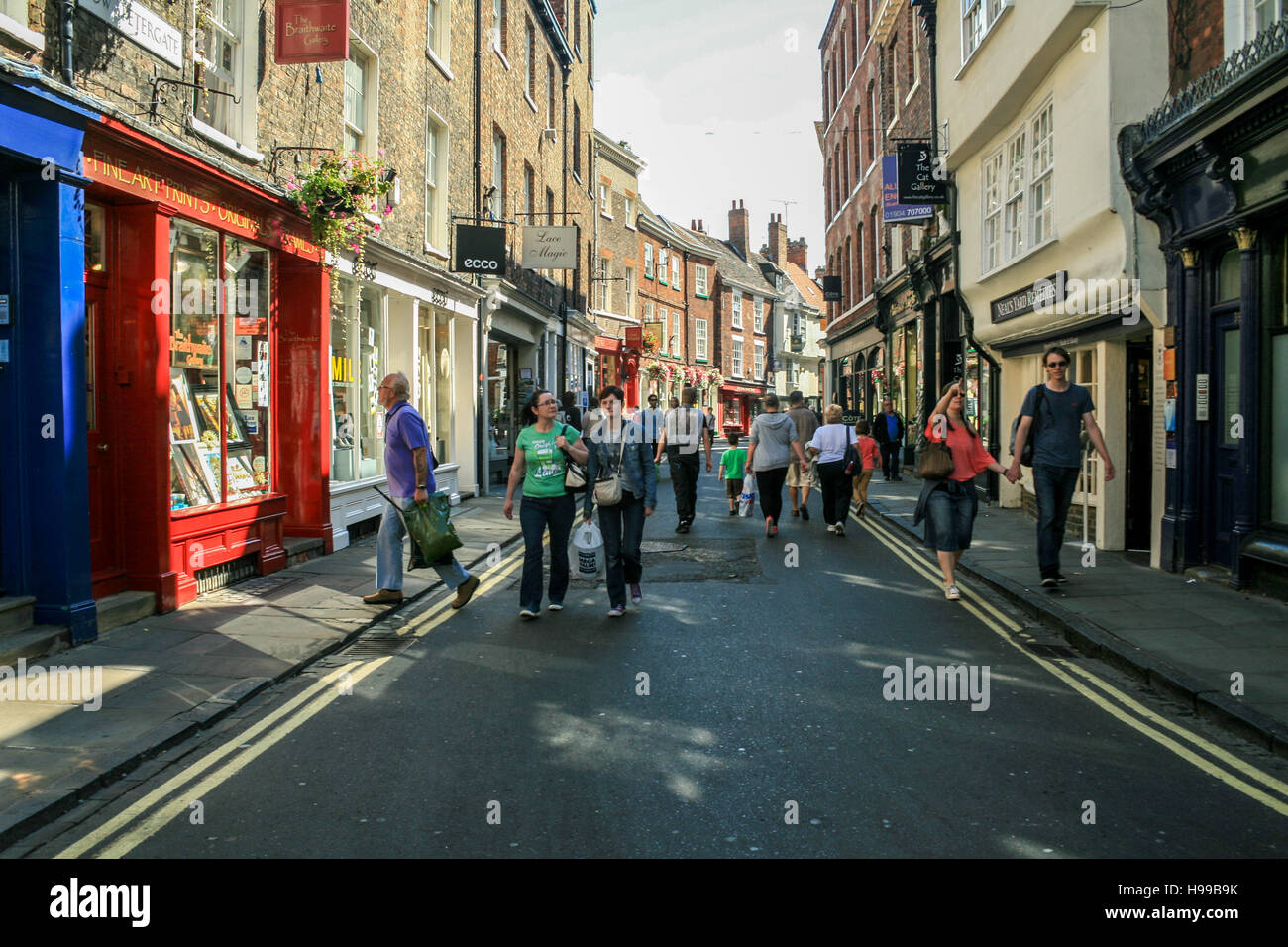 Locals,tourist and visitors enjoying a day out in the old city of York ...