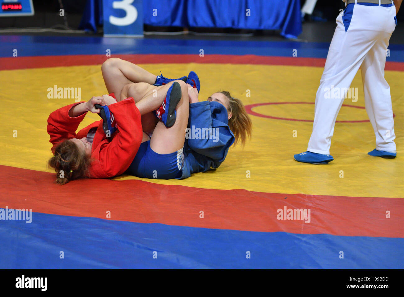 Orenburg, Russia - 29 October 2016: Girls compete in Sambo in the ...