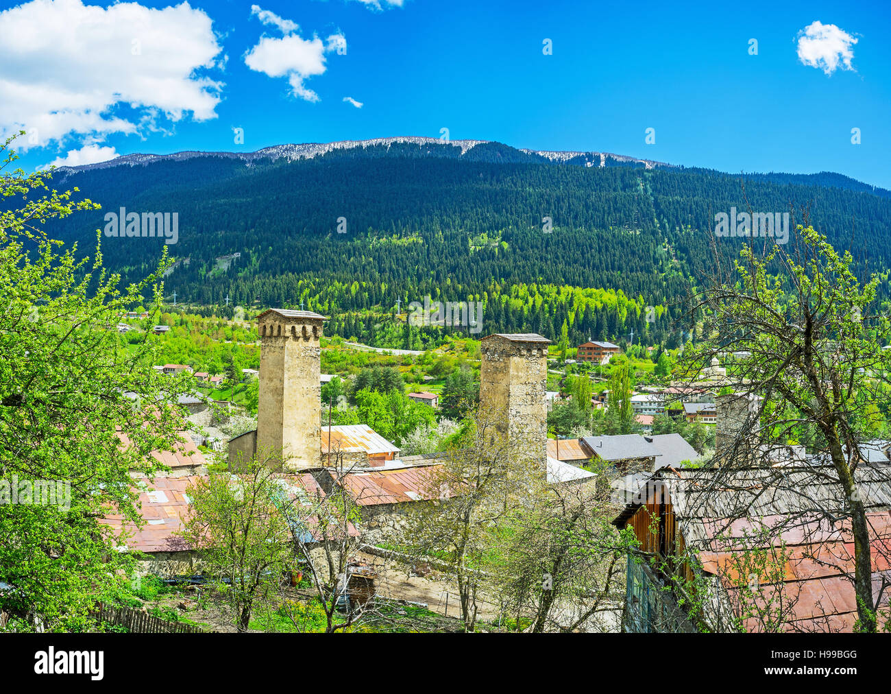 The historic townlet located in valley and surrounded by huge mountains ...