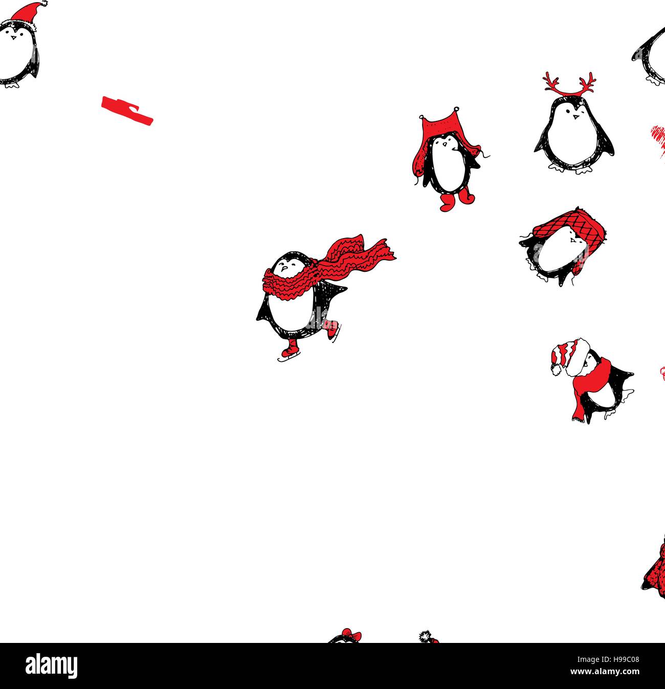 Cute hand drawn penguins pattern Stock Vector Image & Art - Alamy