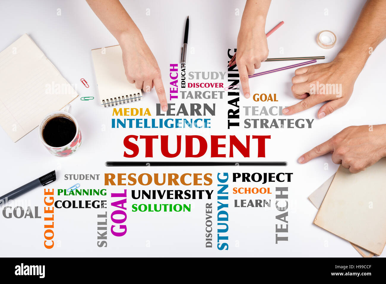STUDENT word cloud. The meeting at the white office table Stock Photo ...