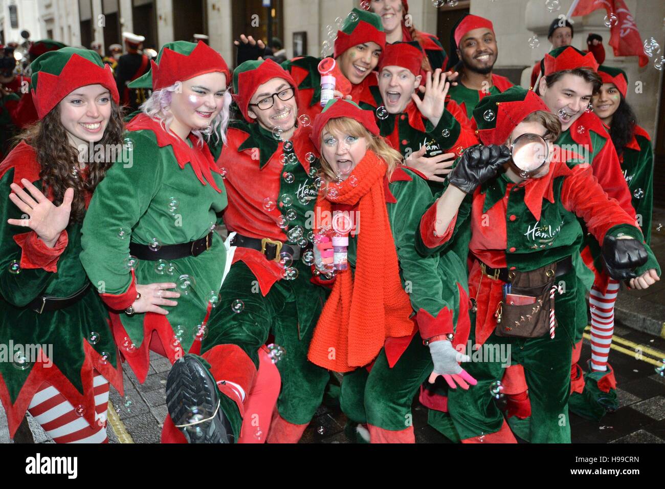 The 'Hamleys Elves' attend the second annual Hamleys Christmas Toy ...