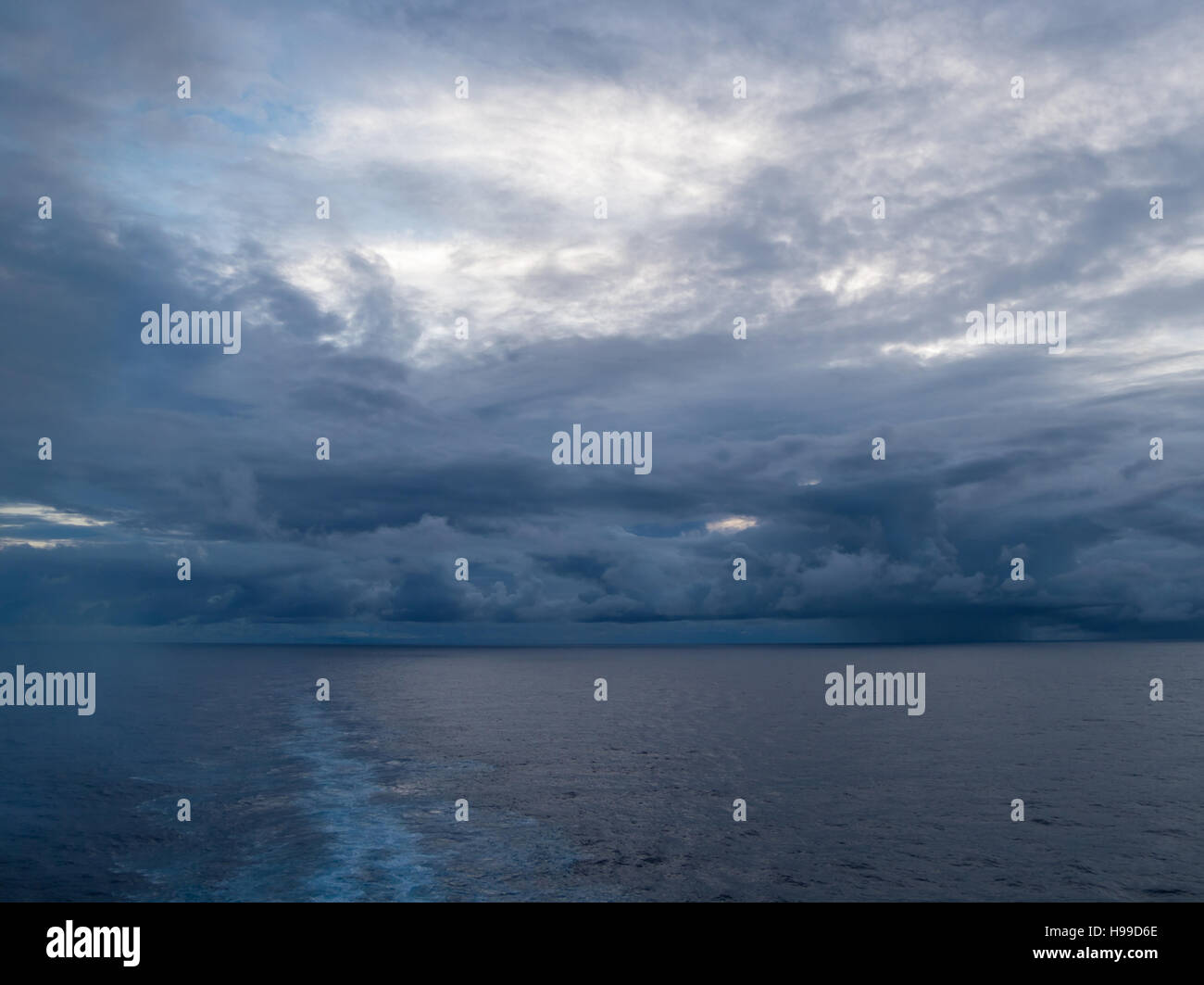A stormy early morning sky in the mid Atlantic during the 'blue hour ...