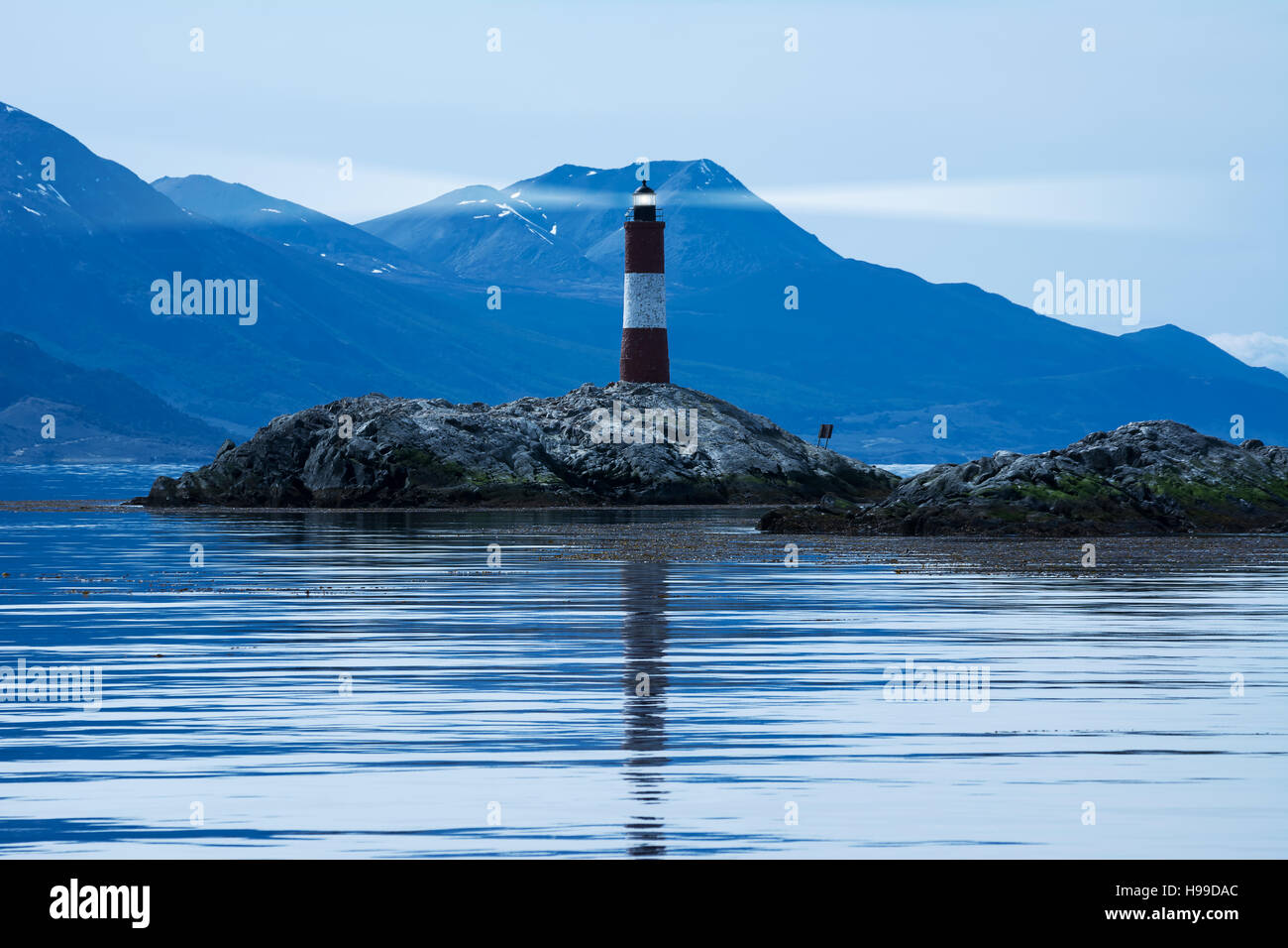 Lighthouse in beagle channel in the night Stock Photo - Alamy