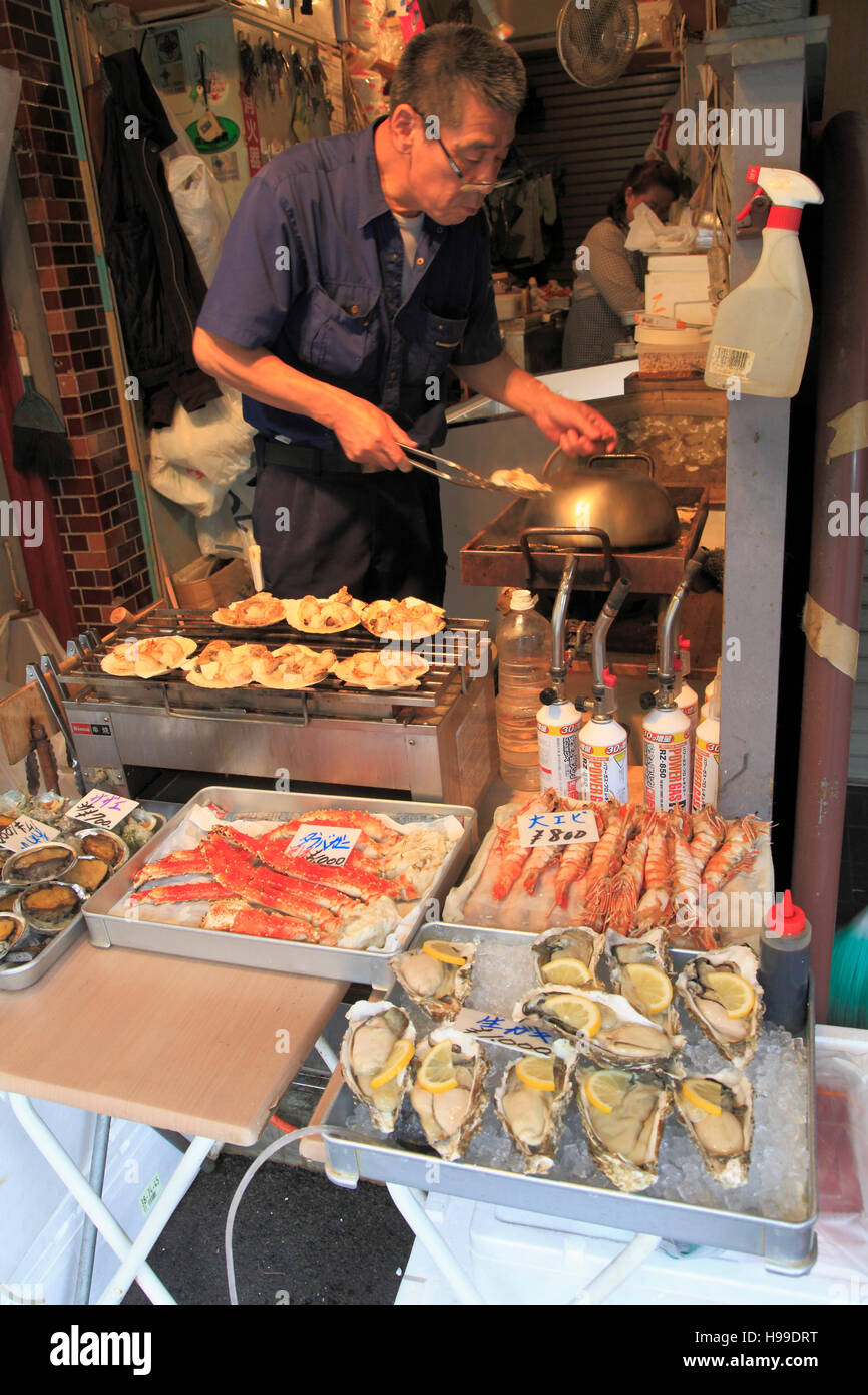 Japan, Tokyo, Tsukiji Market, street food stall Stock Photo - Alamy
