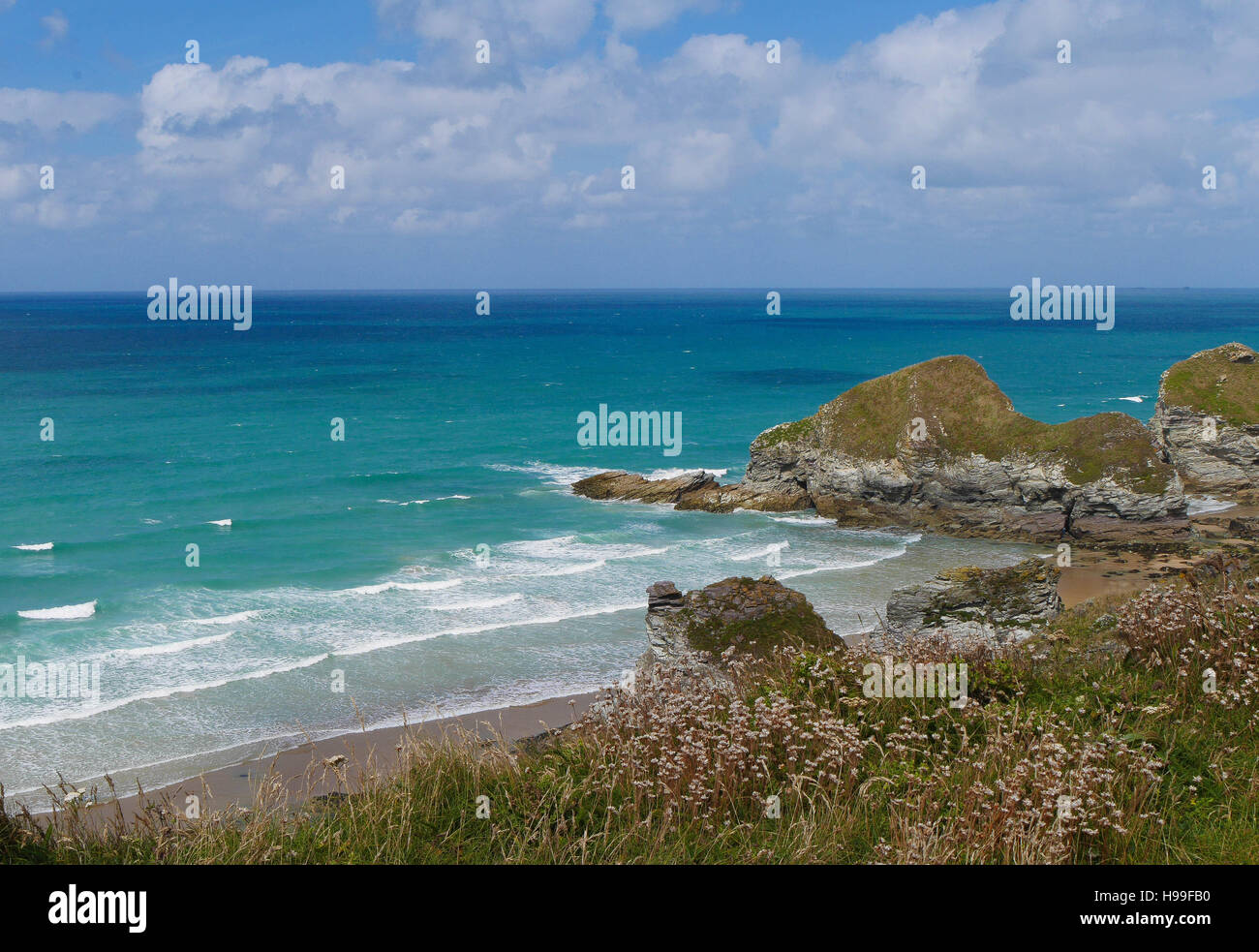 Whipsiderry Beach Cornwall UK from South West Cliff Path Stock Photo ...