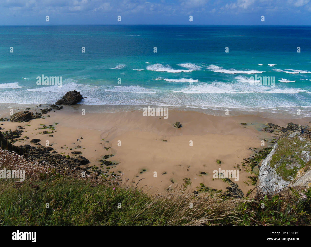 Whipsiderry Beach Cornwall UK from South West Cliff Path Stock Photo ...