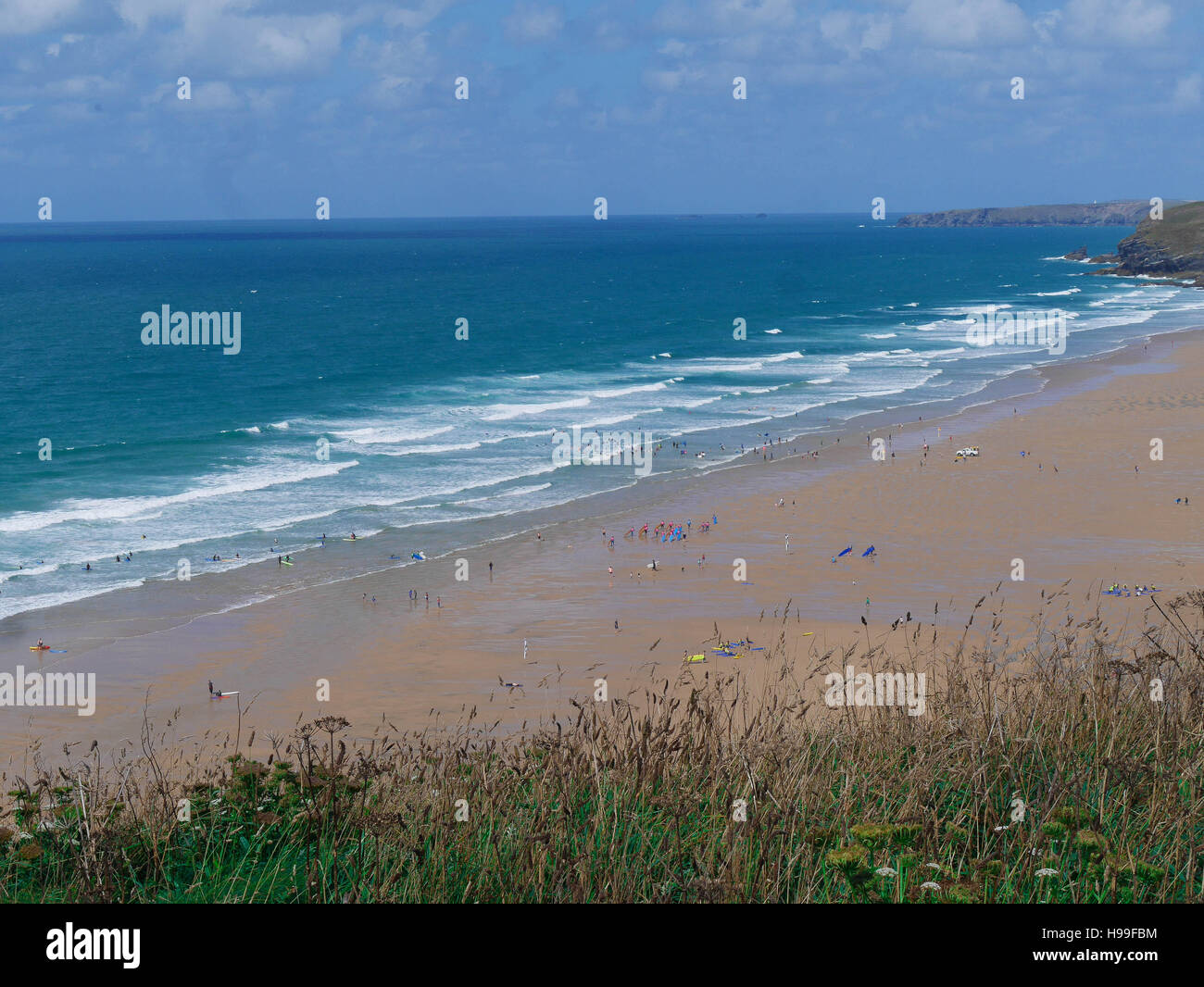 Watergate Bay Cornwall UK from South West Coast Path Stock Photo - Alamy