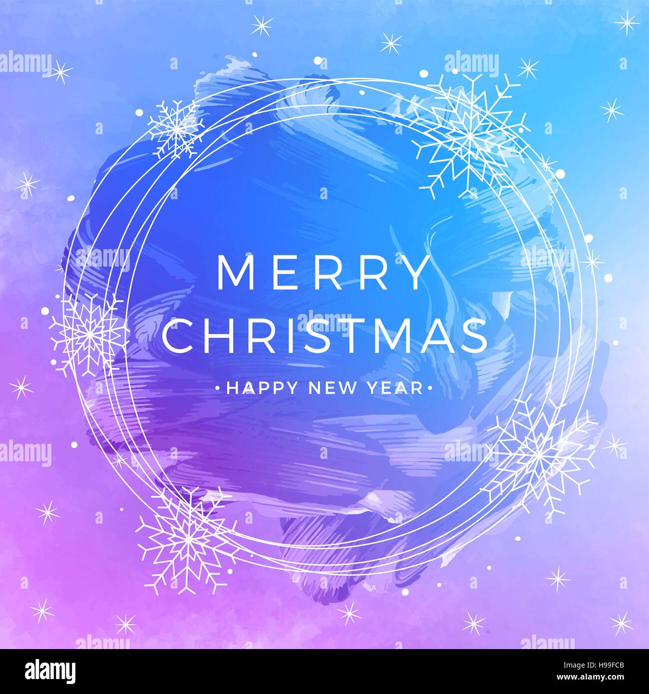 Merry Christmas watercolor background. Colorful backdrop with falling ...