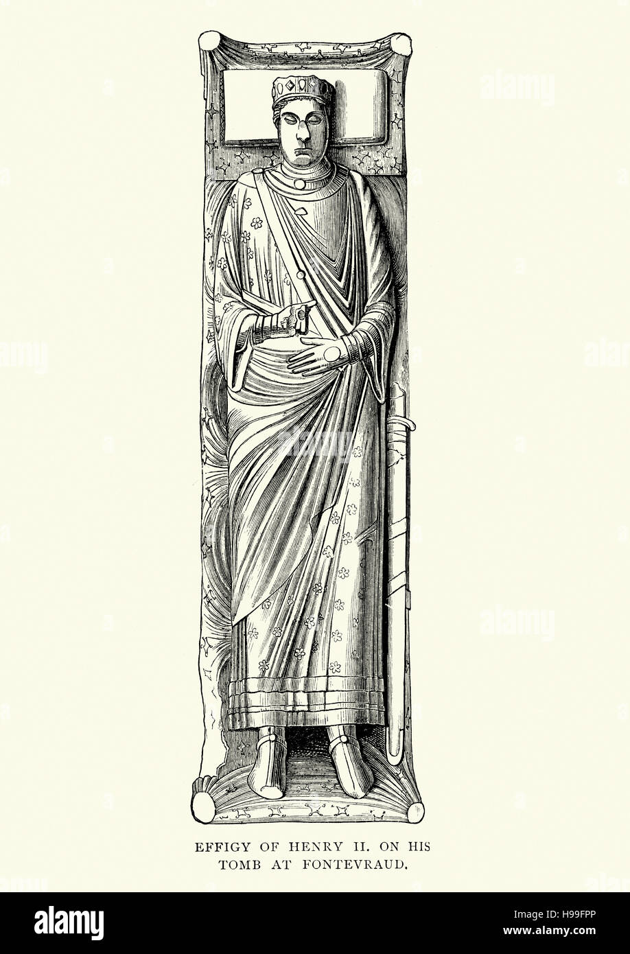 Effigy of King Henry II of England, on his tomb at Fontevraud Stock ...