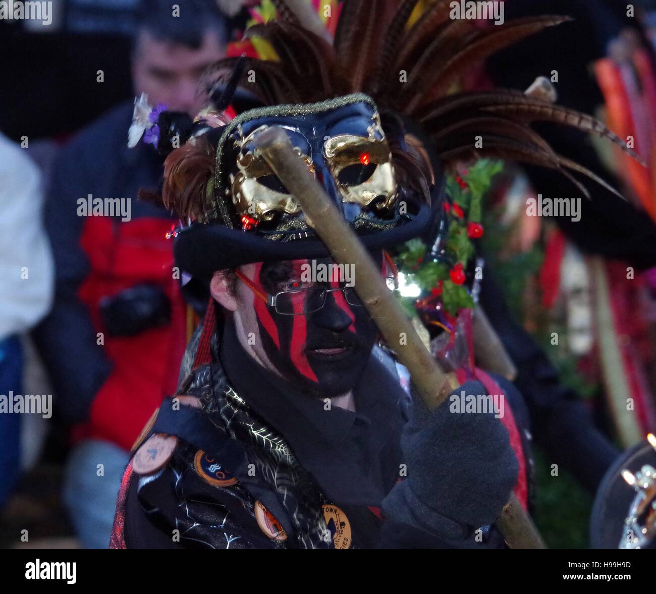 powder kegs Morris dancers castleton derbyshire Stock Photo - Alamy