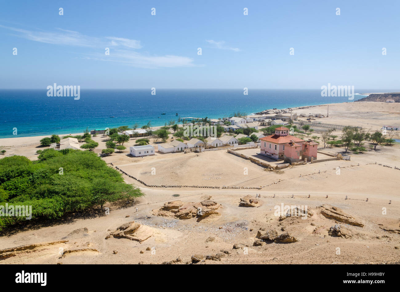 Small fishing village Mucuio with dominating Portuguese colonial ...