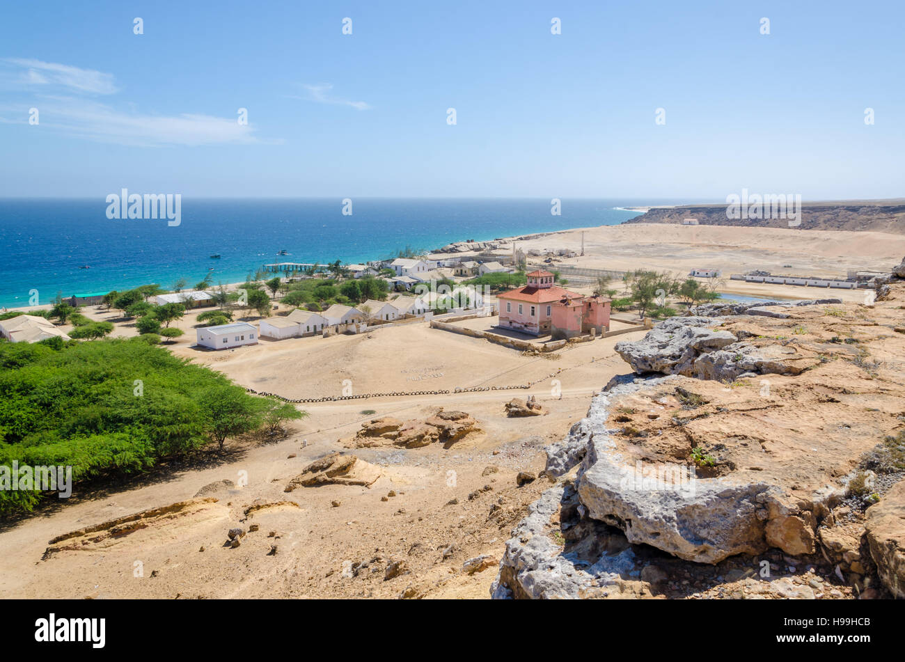 Small fishing village Mucuio with dominating Portuguese colonial ...