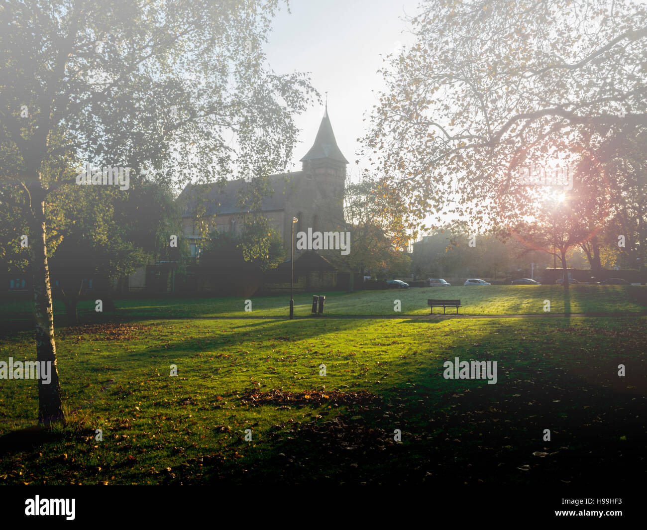 Sun and fog : St Mark's Church - Battersea Rise, London SW11 1EJ Stock ...