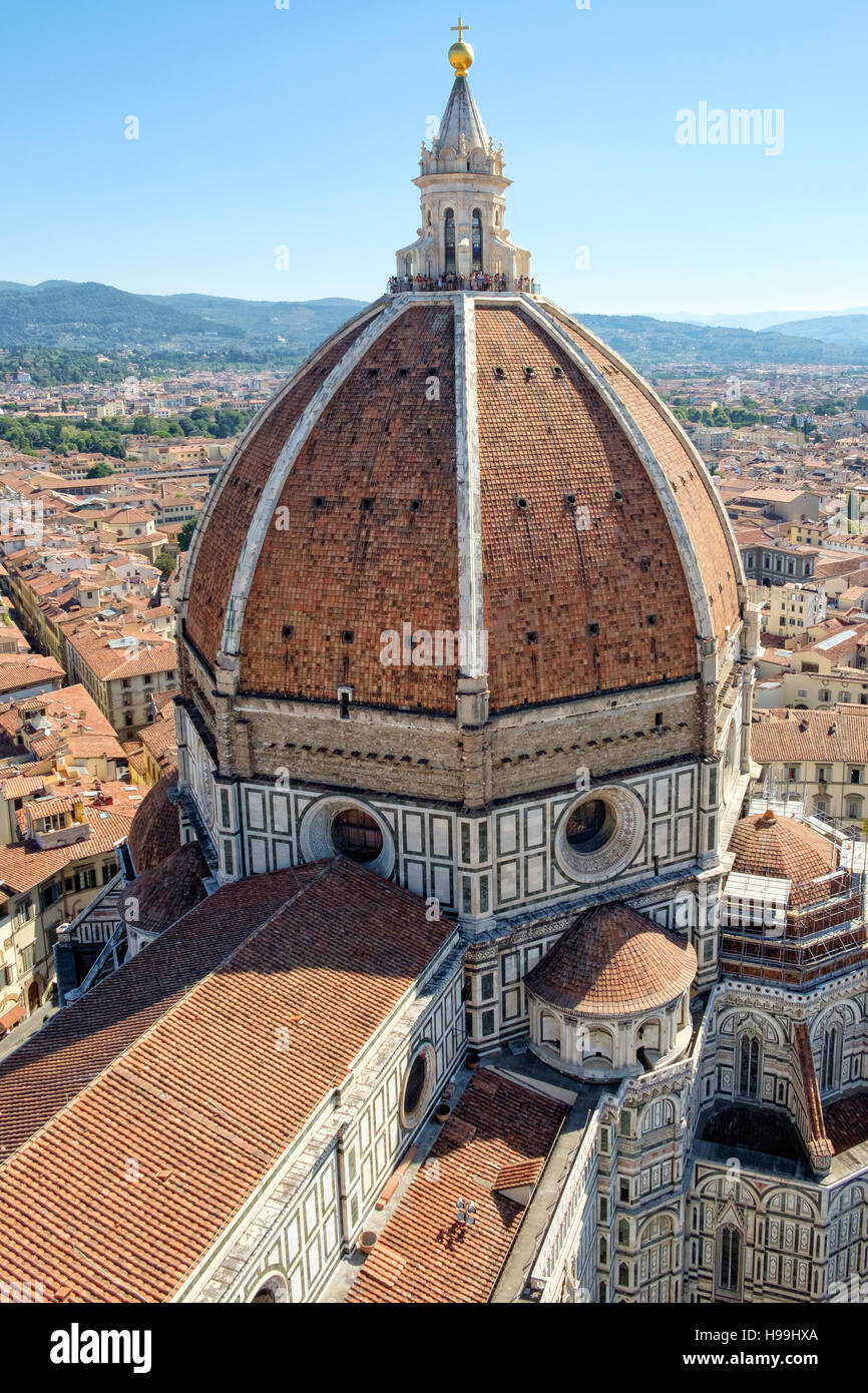 Cupole of the Dome seen from the Giotto's bell tower Stock Photo - Alamy