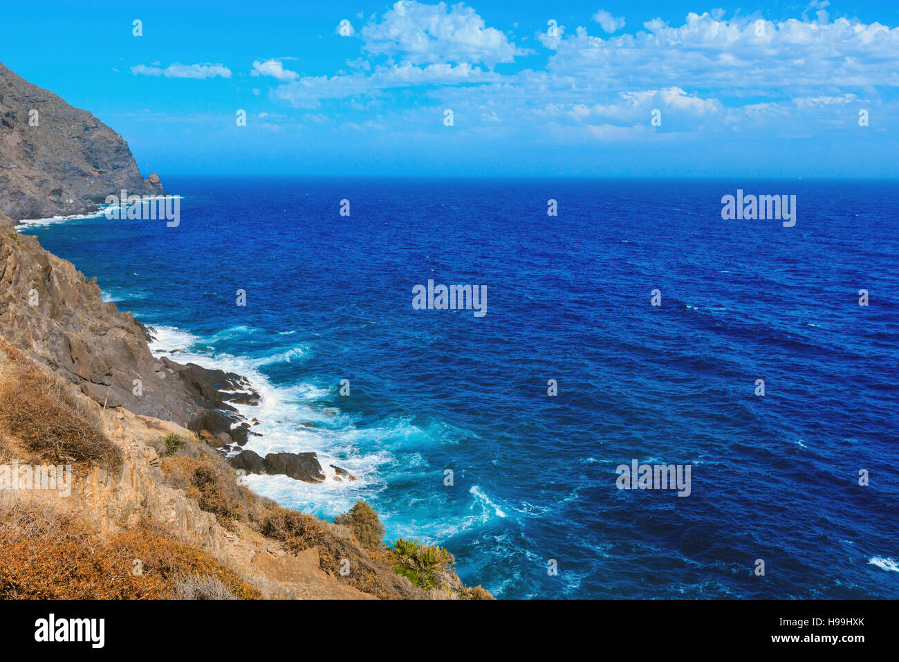 Mediterranean sea summer rocky coast view (Portman, Costa Blanca, Spain ...