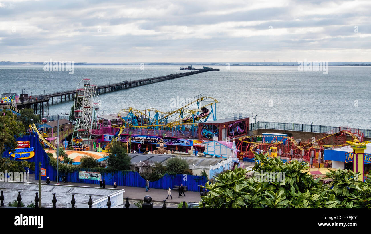 Southend Pleasure pier, Adventure Island amusement park funfair ...