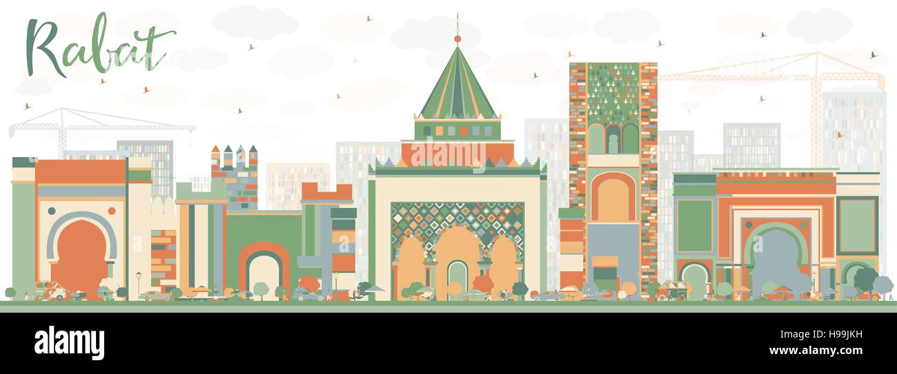 Abstract Rabat Skyline with Color Buildings. Vector Illustration ...