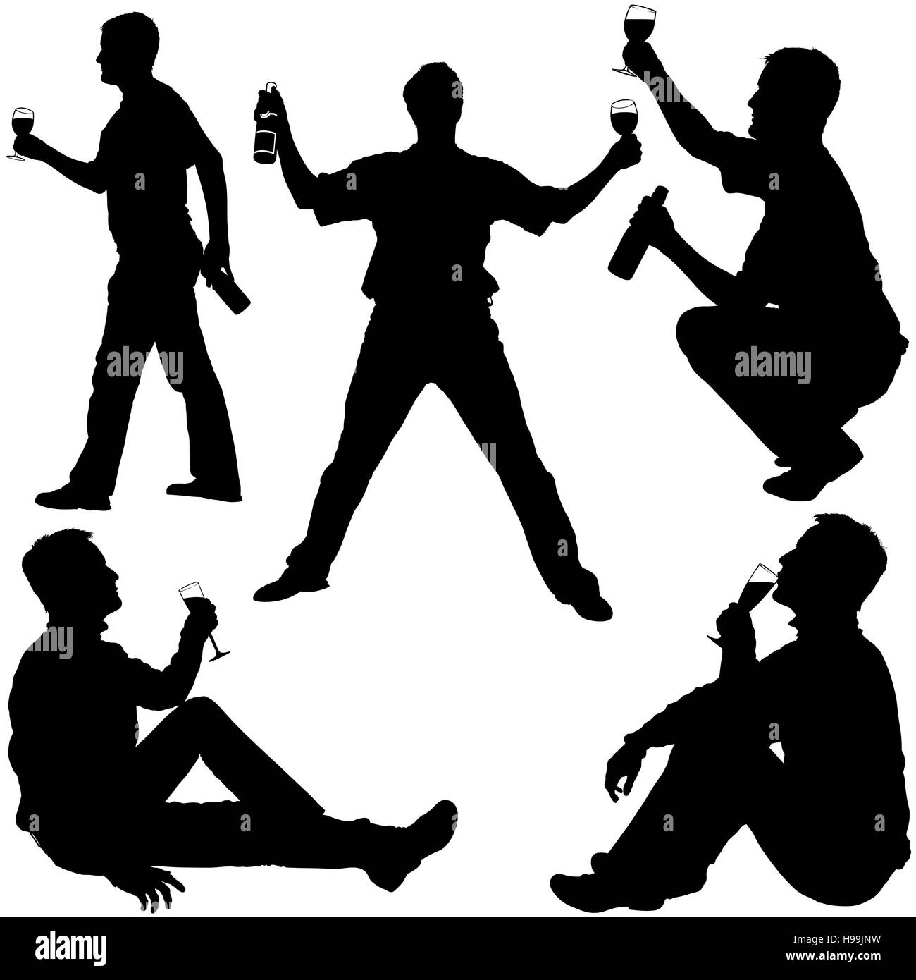 Silhouette man drinking beer Stock Vector Images - Alamy