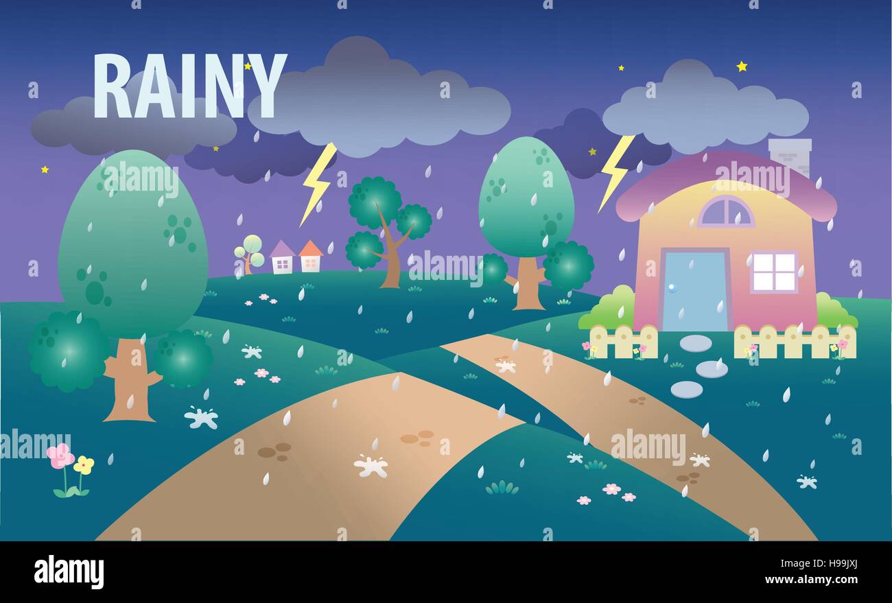 Vector illustration of Rainy Stock Vector Image & Art - Alamy