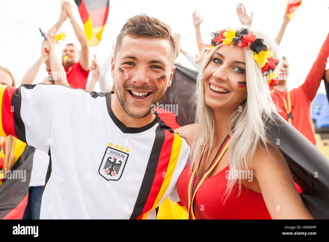 German soccer fans cheering Stock Photo - Alamy