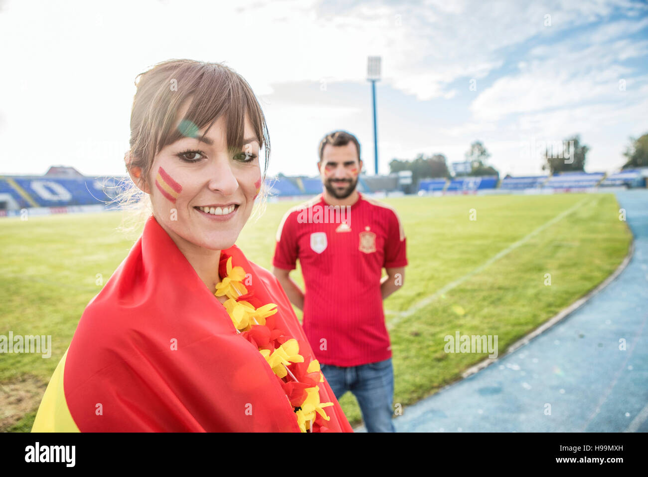 Young Spanish couple with face paint and floral garland Stock Photo - Alamy