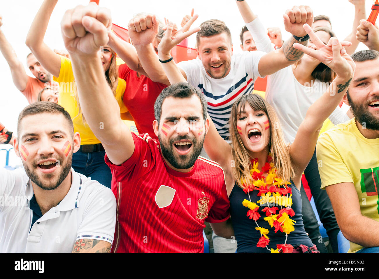 Spanish soccer fans cheering and shouting Stock Photo - Alamy