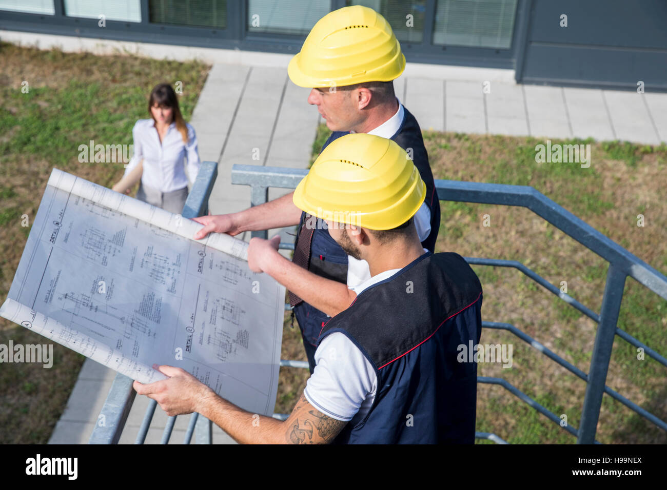 Engineer holding blueprint solar panel hi-res stock photography and ...