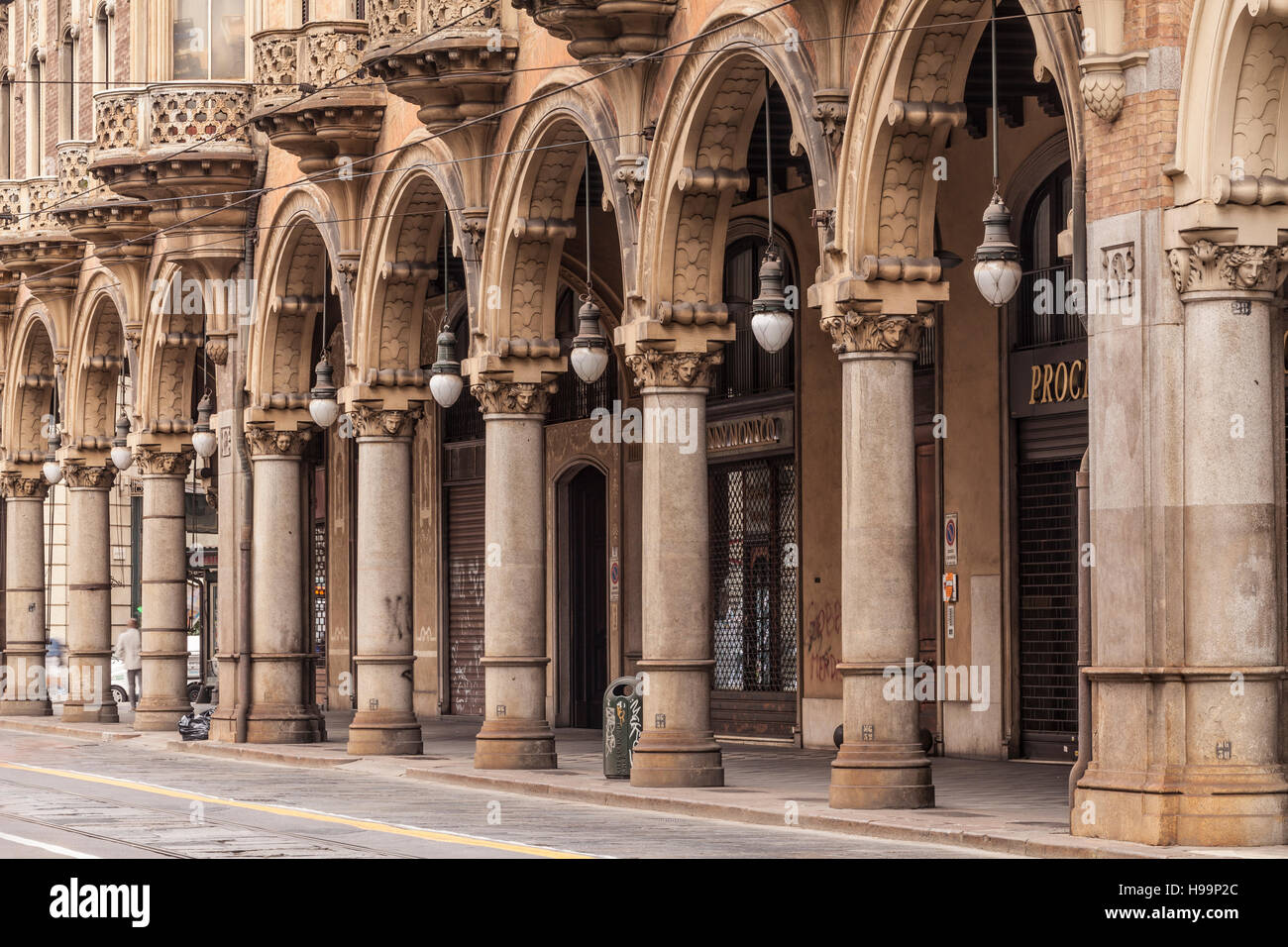 The arcades of Via Pietro Micca Stock Photo - Alamy