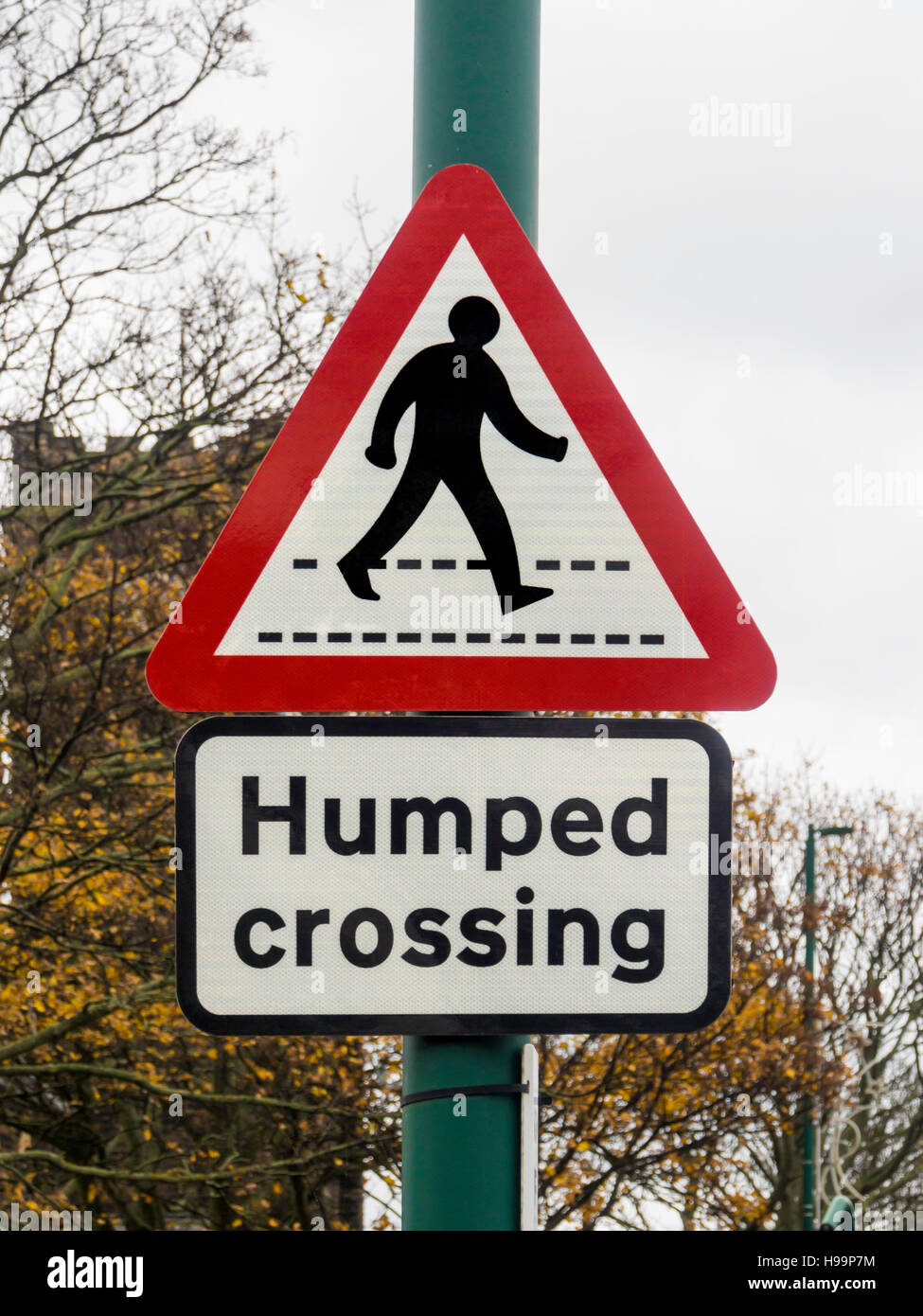 Road traffic warning sign Humped Pedestrian Crossing Stock Photo - Alamy