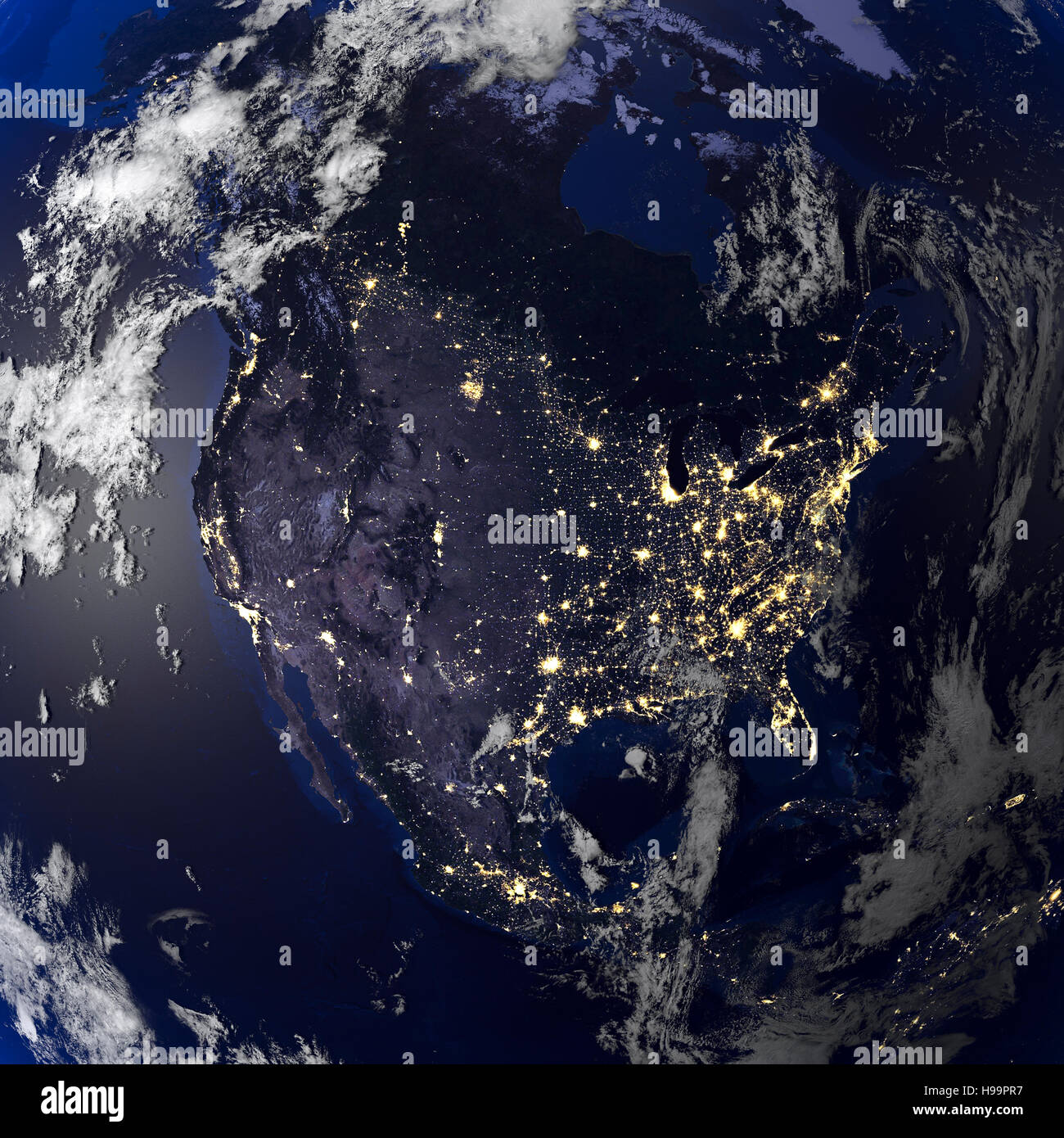Satellite view of the earth north america from space hi-res stock ...