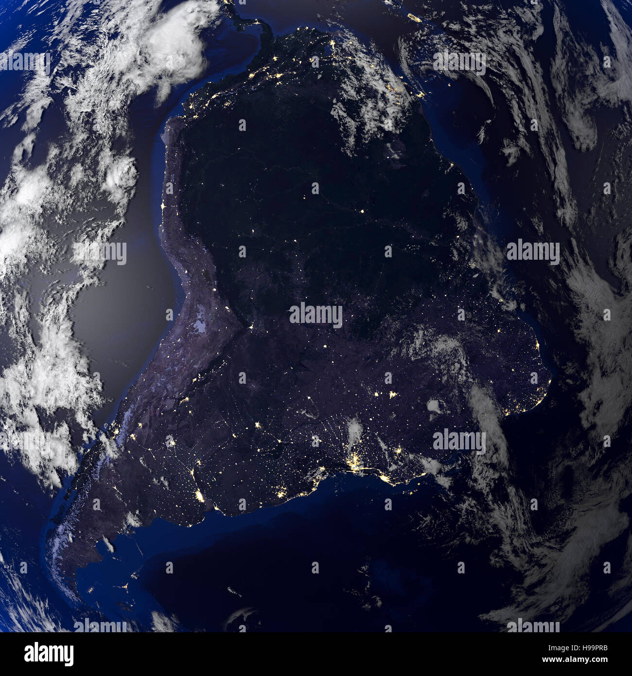 Earth night view from space 3d rendering Stock Photo - Alamy
