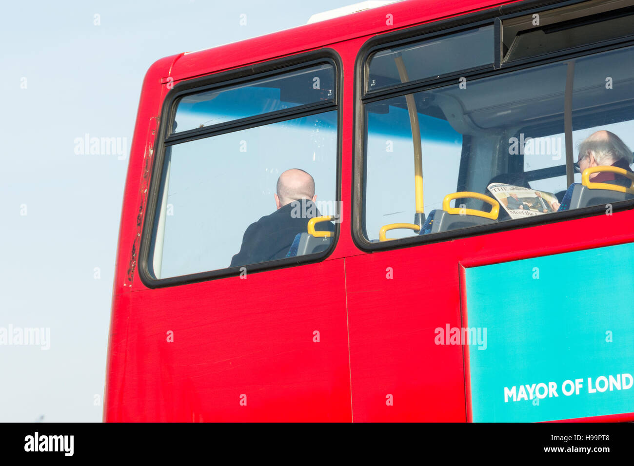 The daily commute on a London red bus in London, England, UK Stock ...
