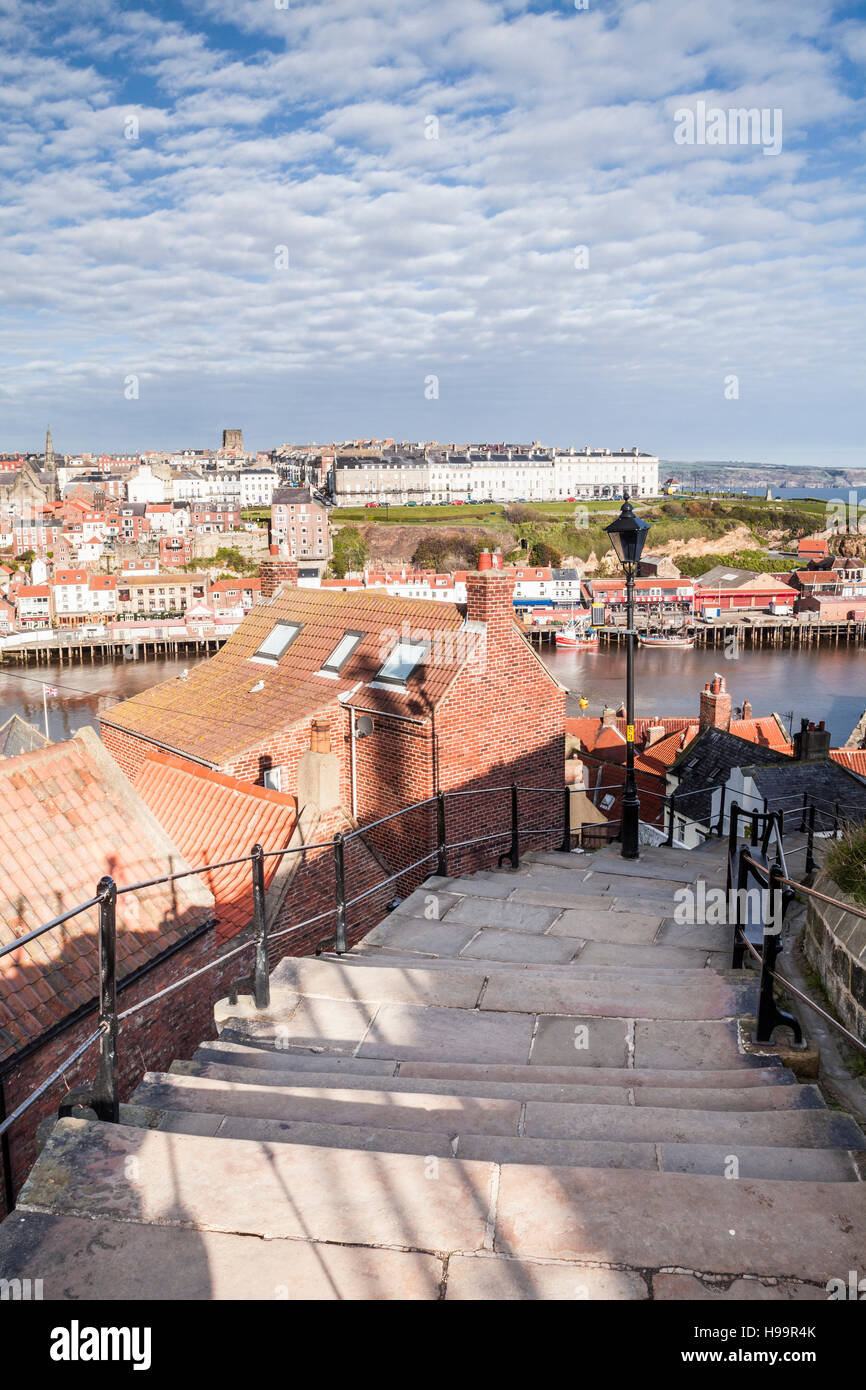 Looking down the 199 steps at Whitby in England Stock Photo - Alamy