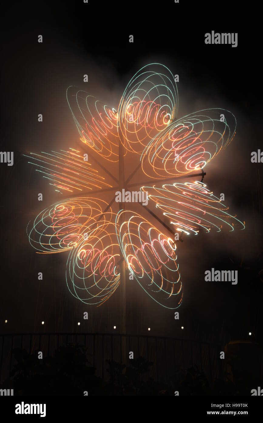 Catherine wheel ground firework display at the feast of St Gregory ...