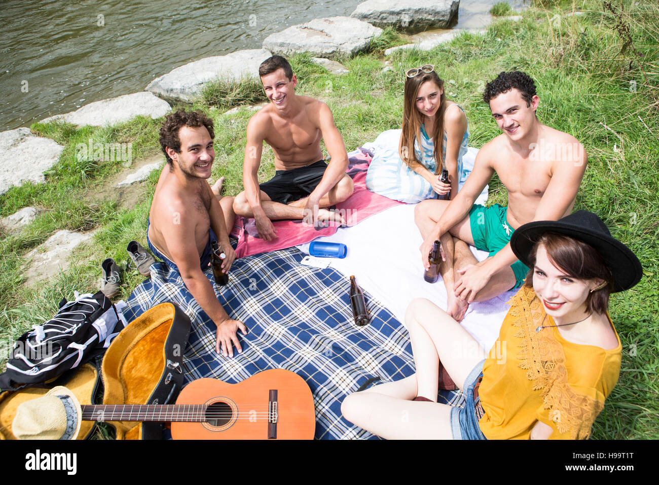 Five men relaxing on hi-res stock photography and images - Alamy