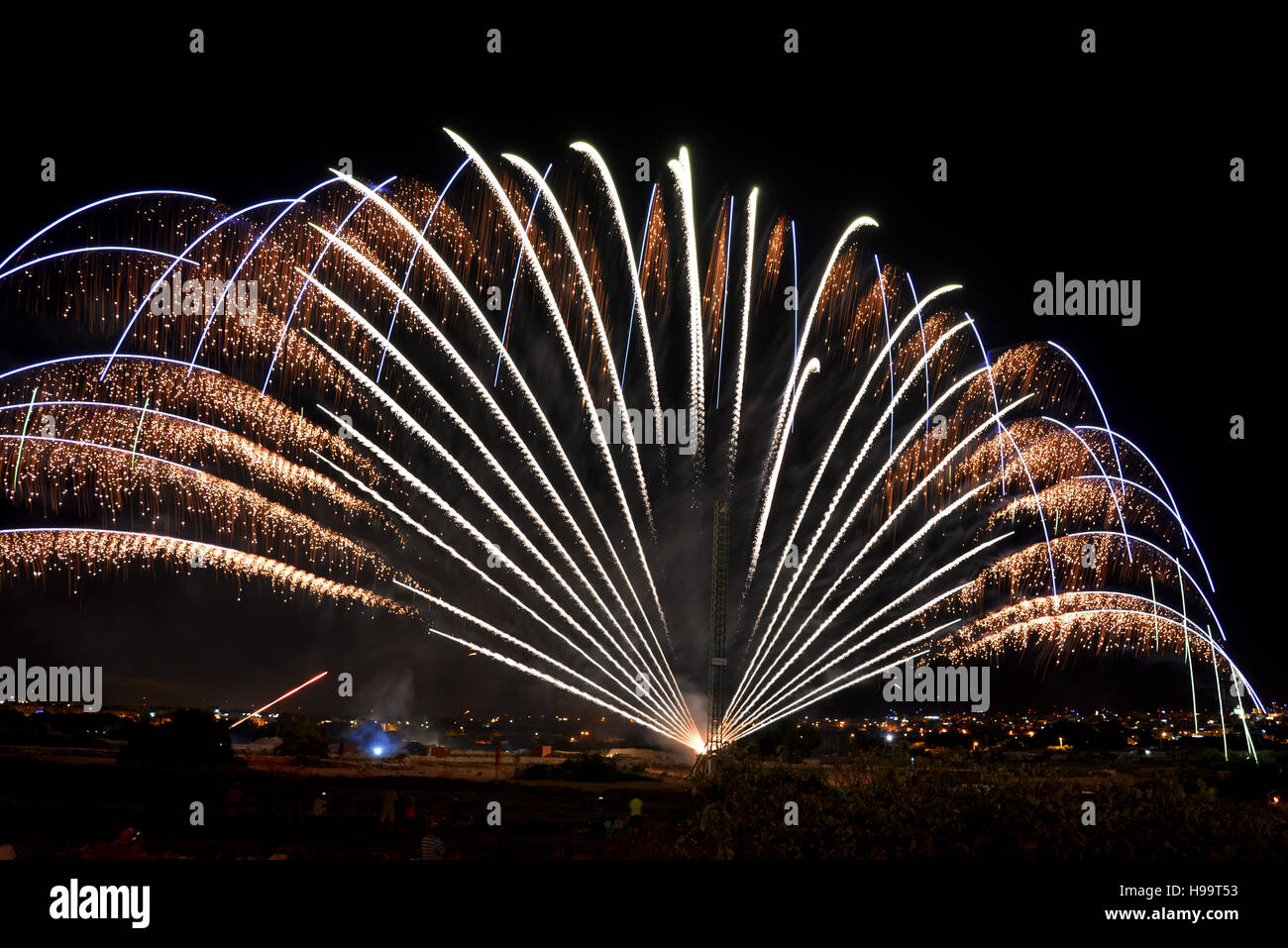 Beautiful fireworks at the Mqabba, Malta village feast in August Stock ...