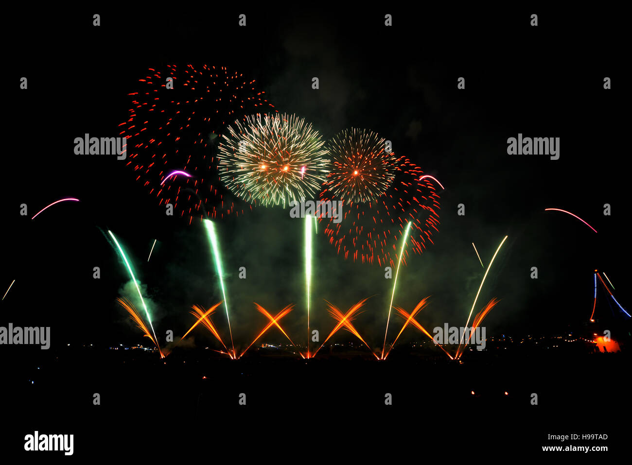 Beautiful fireworks at the Mqabba, Malta village feast in August Stock ...