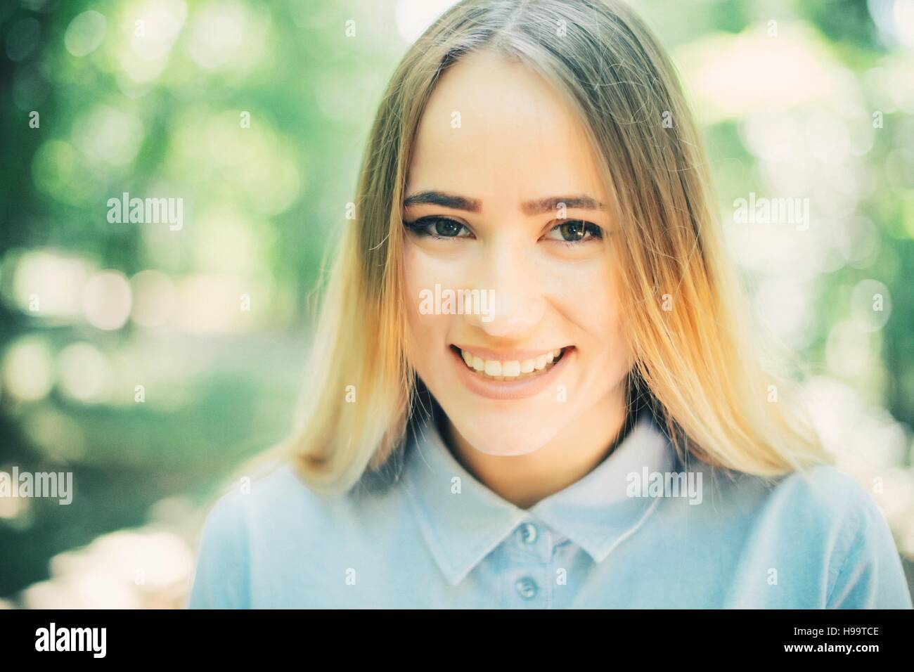 happy beautiful young woman laughing and smiling on n Stock Photo - Alamy