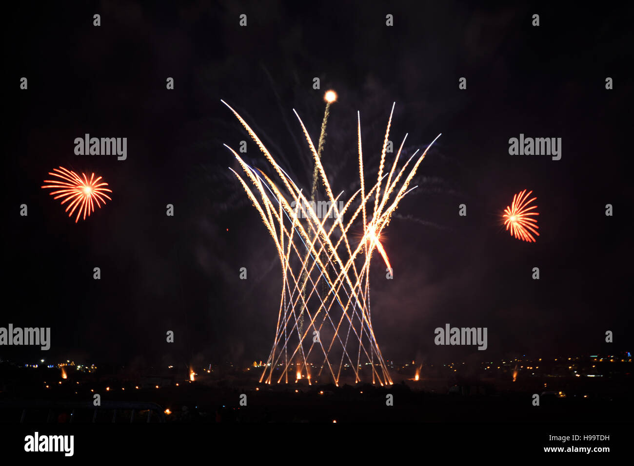 Beautiful fireworks at the Mqabba, Malta village feast in August Stock ...