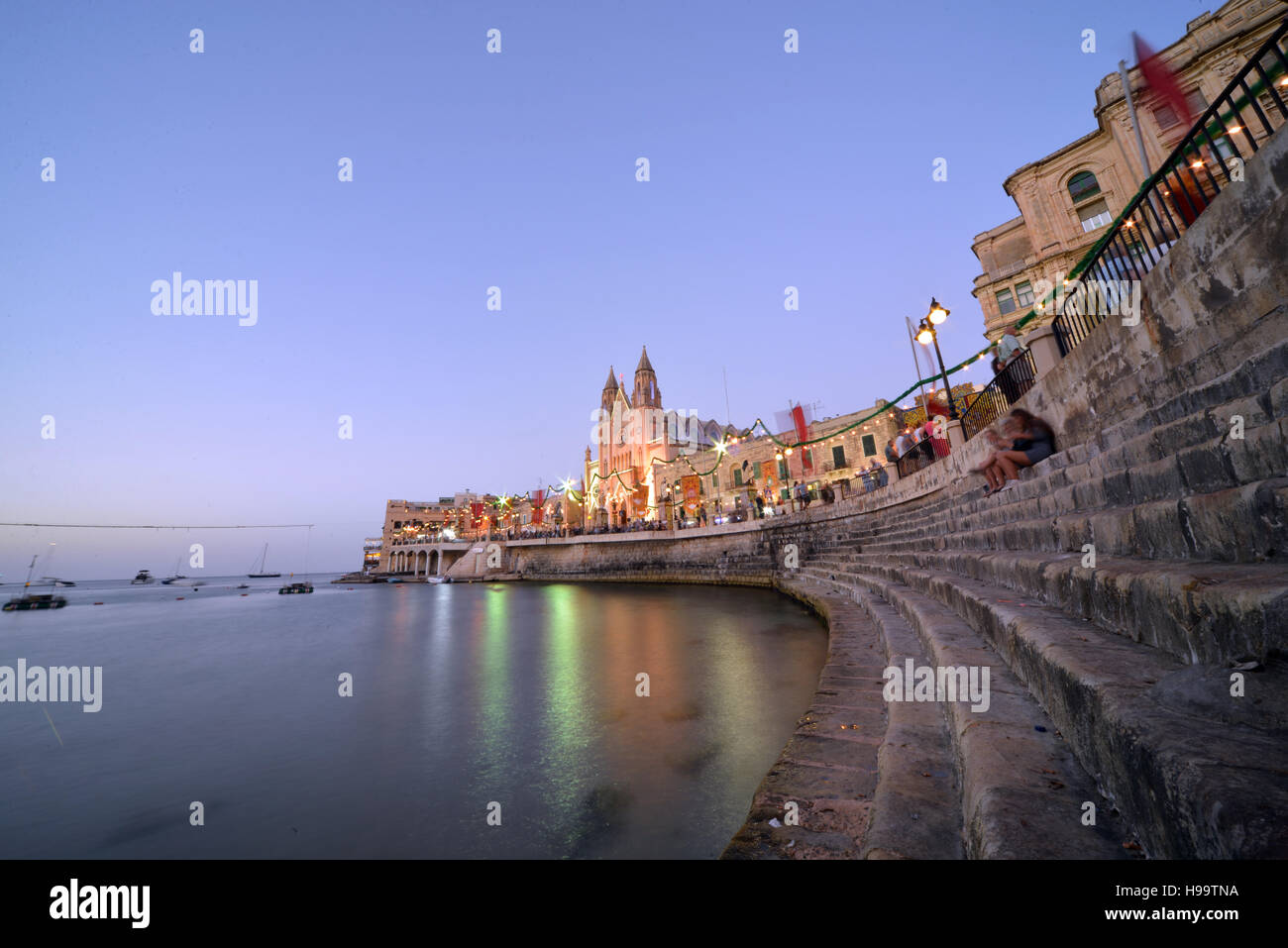 Balluta Bay at night during the village feast Stock Photo - Alamy