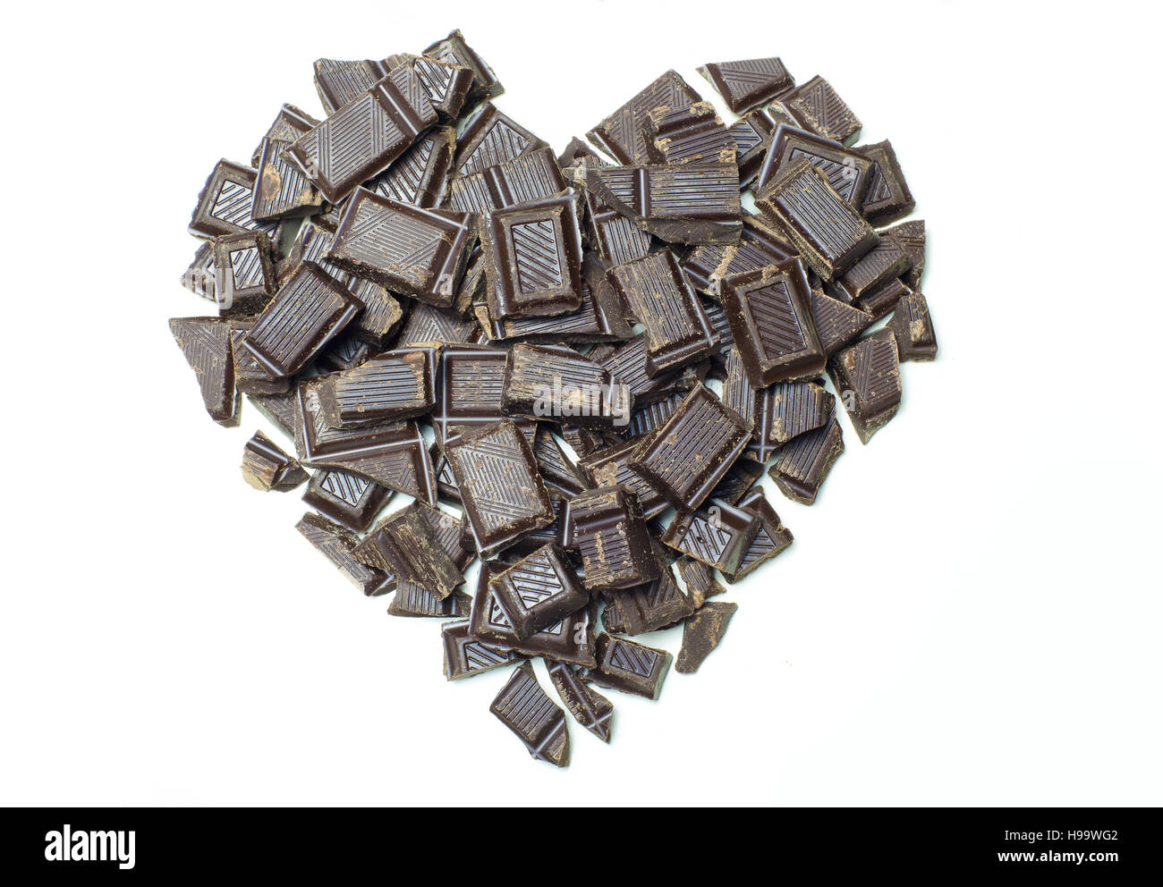 Heart shaped chocolate chunks Stock Photo - Alamy