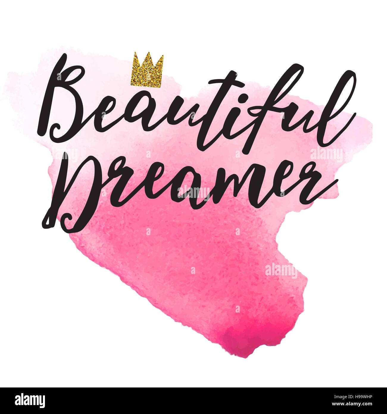 Vector. Hand drawn inscription Beautiful Dreamer isolated on the white ...