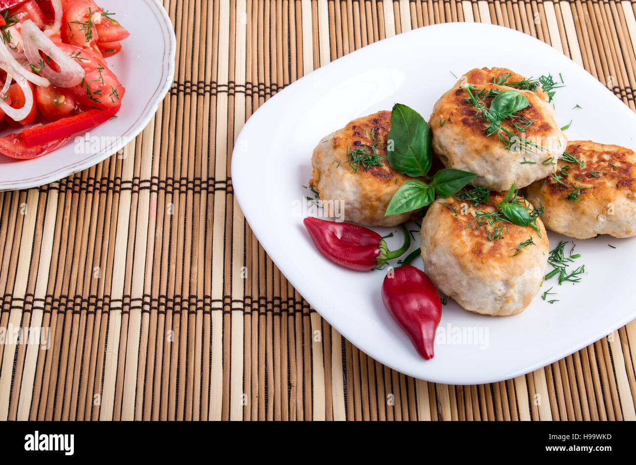 Closeup view on healthy food made from natural ingredients - chicken ...