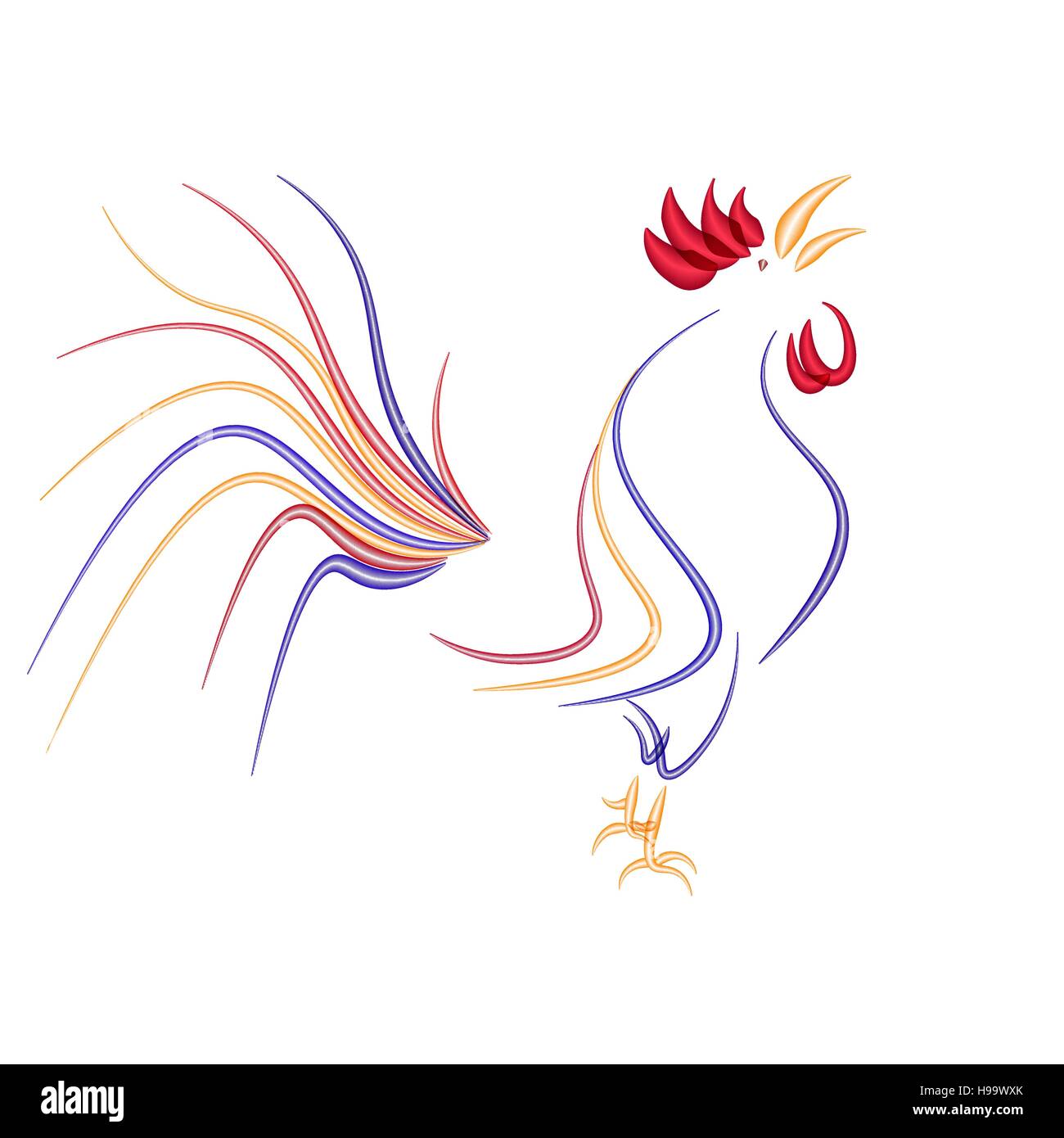 Stylized rooster isolated on a white background. 2017 fiery red rooster ...