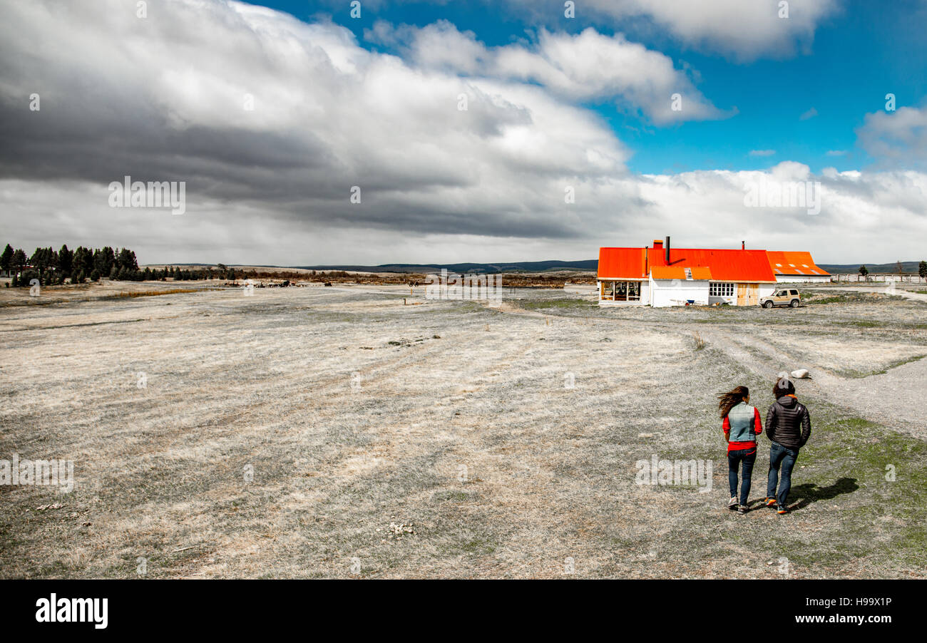 Two Women Walking Patagonia Farmland Chile Stock Photo - Alamy