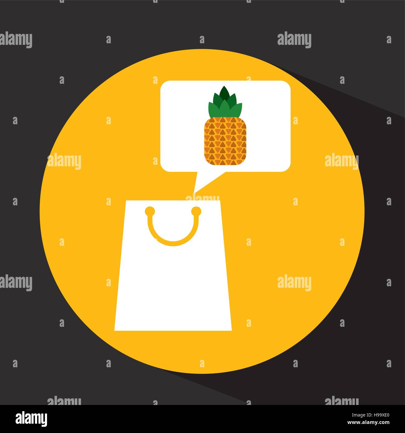 grocery shopping bag pineapple fruit design vector illustration eps 10 ...