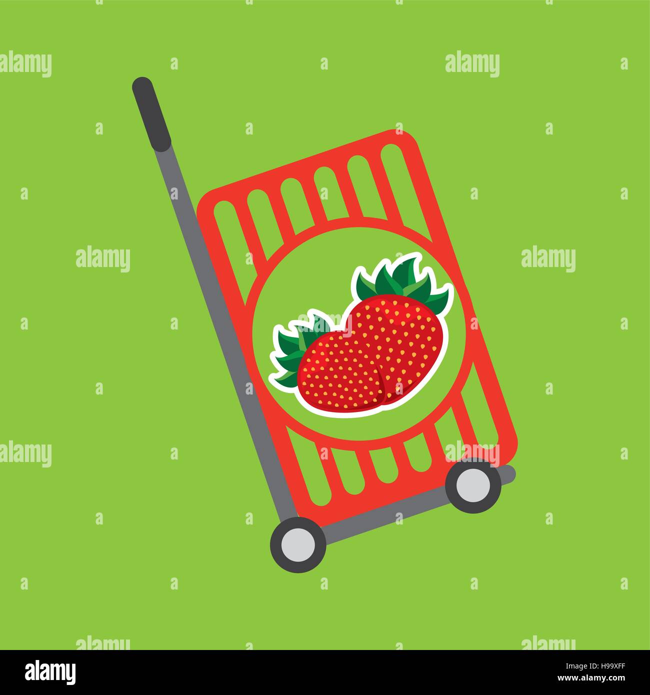 trolley shop juicy strawberry fruit vector illustration eps 10 Stock ...